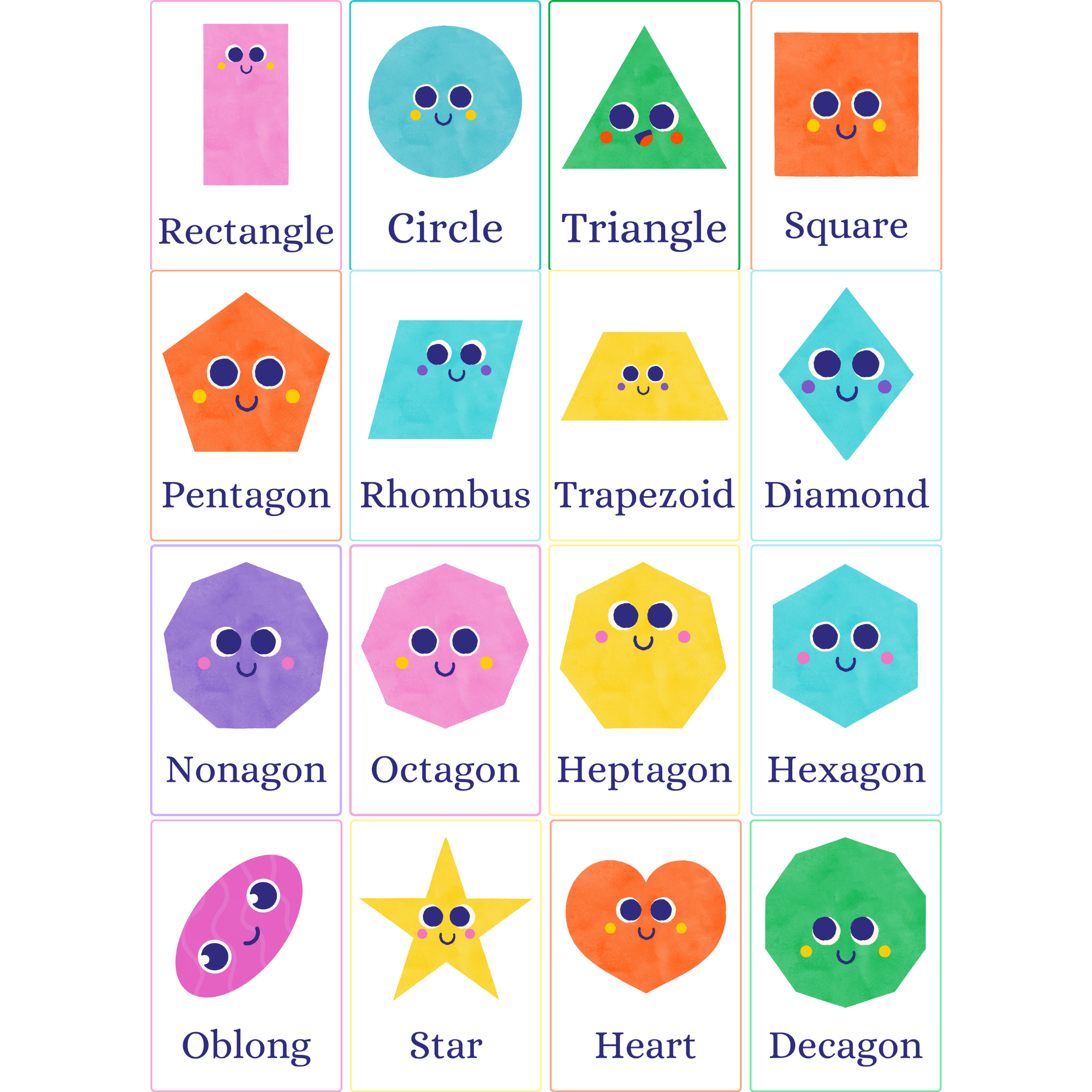 Colorful Laminated Flashcards for babies, toddlers, kids, and preschool ...