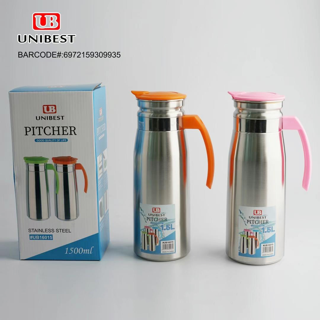 1.3Liters/1.5Liters Stainless Steel water bottle Pitcher with Colored ...