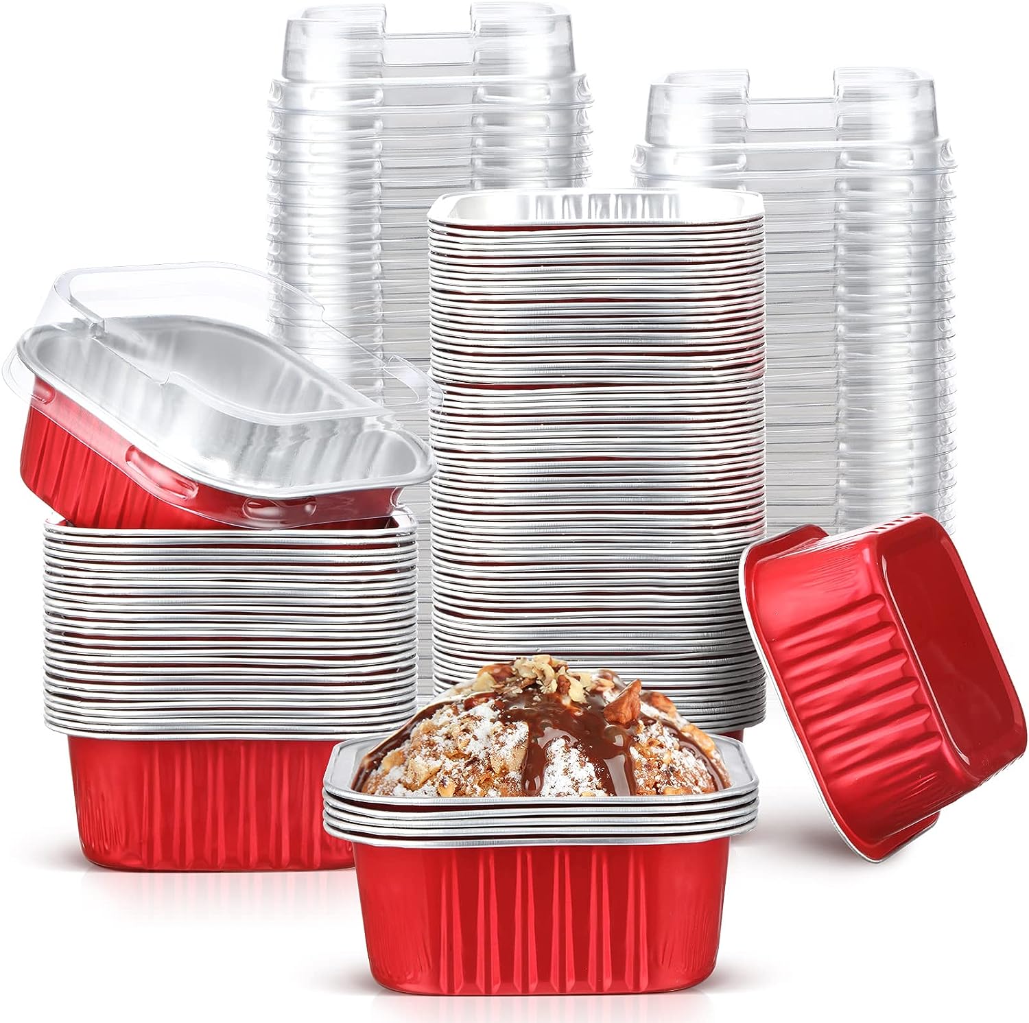 150ml / 300ml Aluminum Foil Baking Cups with Lids, Disposable Foil ...