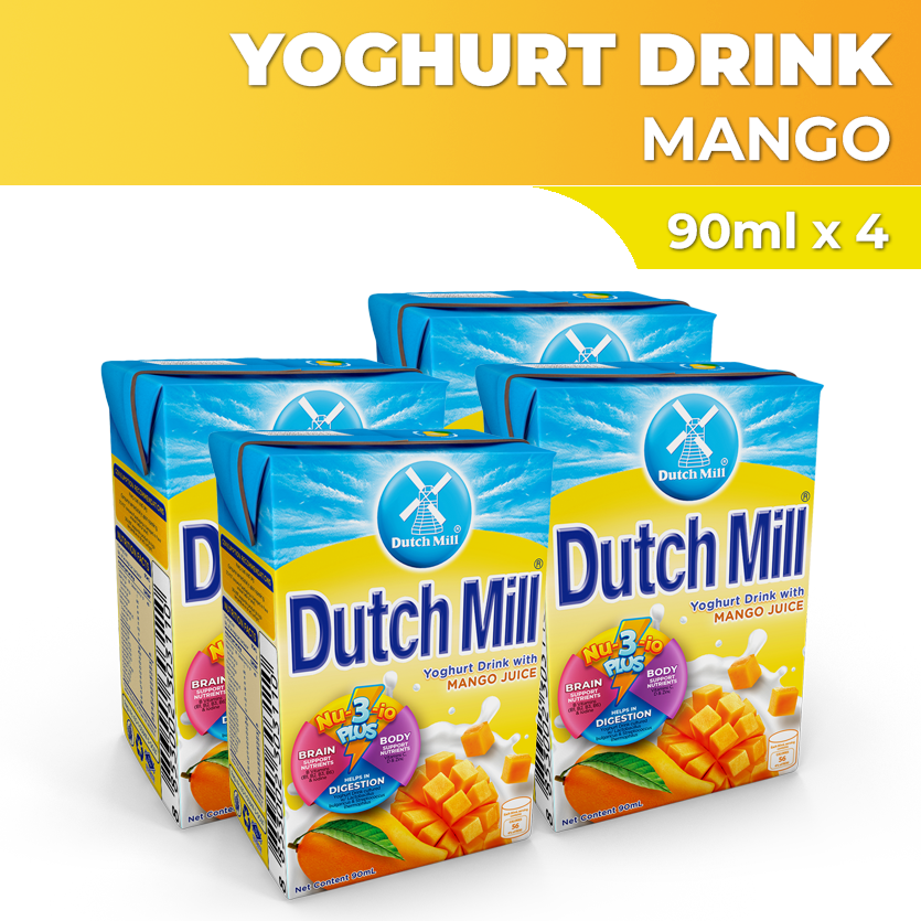 Dutch Mill Yoghurt Drink Mango Fruits Juice 90ml x 4 | Lazada PH