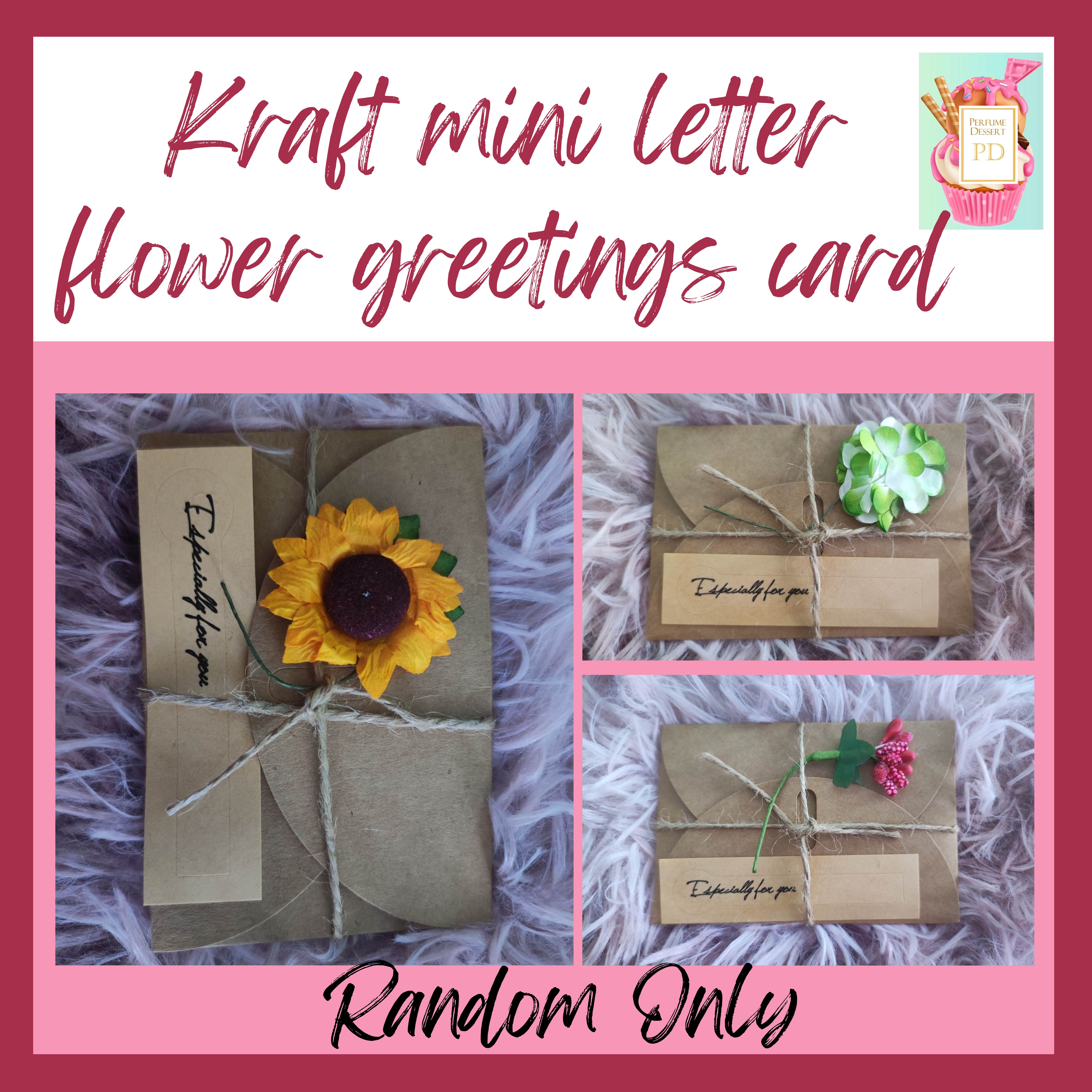 Kraft mini letter flower greetings card DIY set stationery school ...