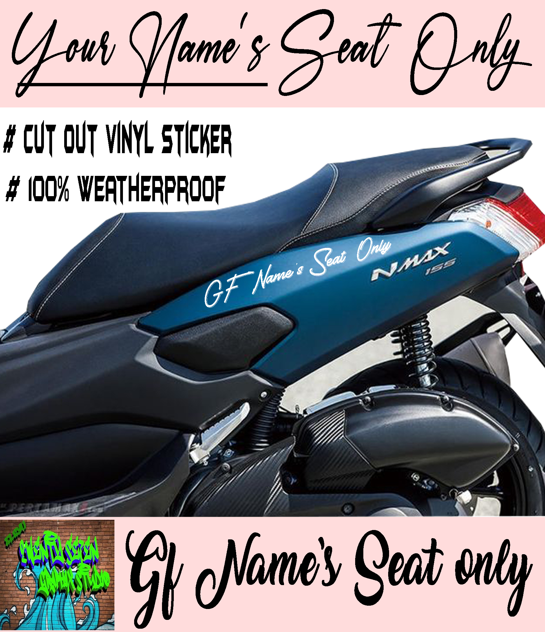 PERSONALIZED YOUR NAME'S SEAT ONLY VINYL CUT OUT STICKER 100% ...
