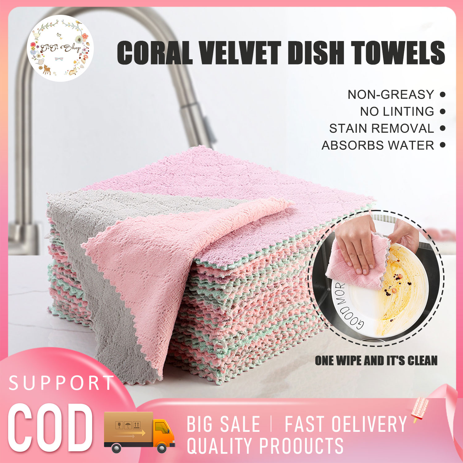 CiCi Kitchen Dish Cloth towel super Absorbent Cleaning Cloth Hand ...