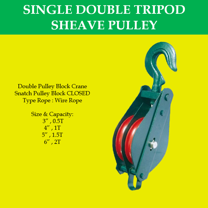 MAGO Single double tripod Sheave Pulley Block Crane Snatch Pulley Block ...