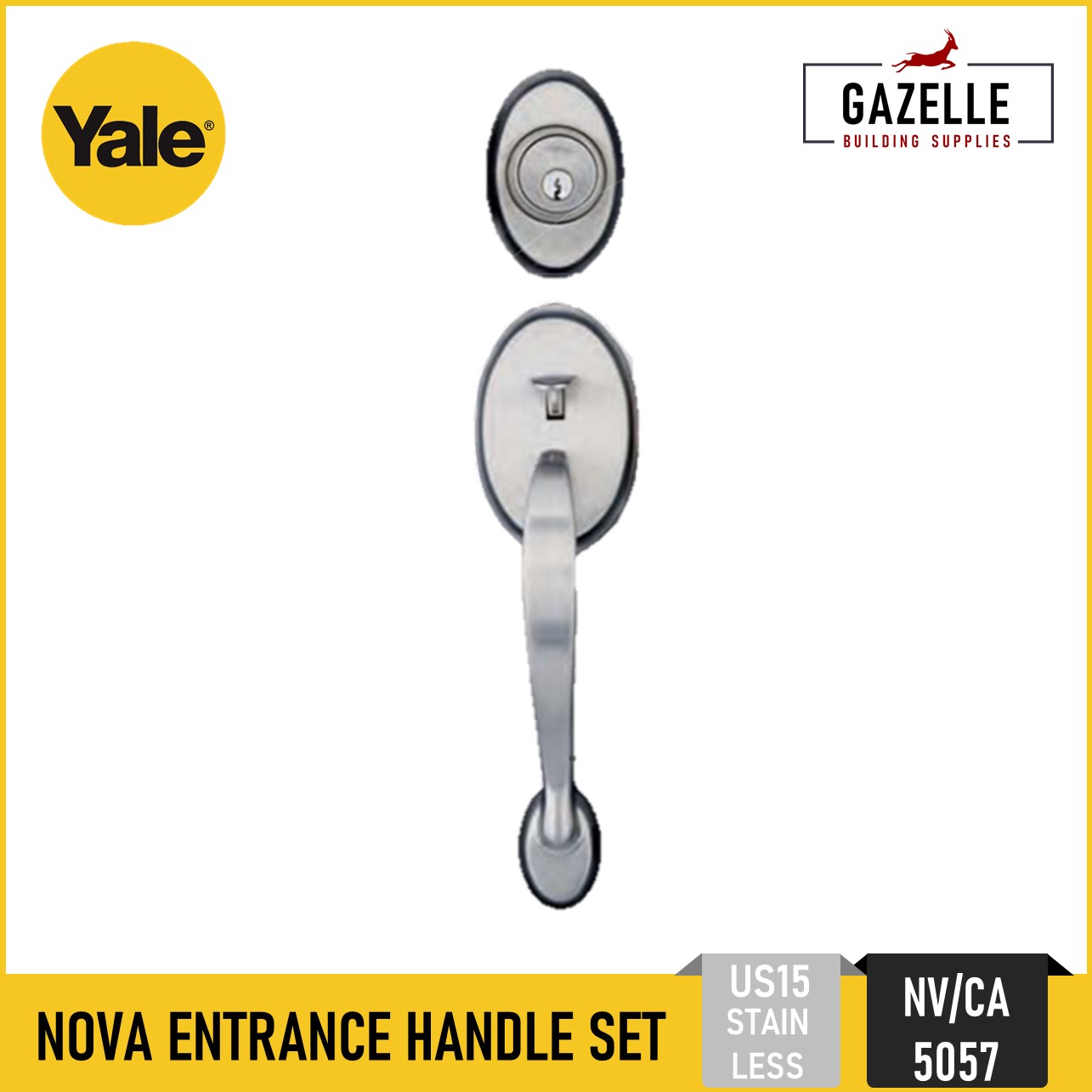 Yale Main Entrance Handle Set Nova Solid Brass Door Knob Handleset - NV ...