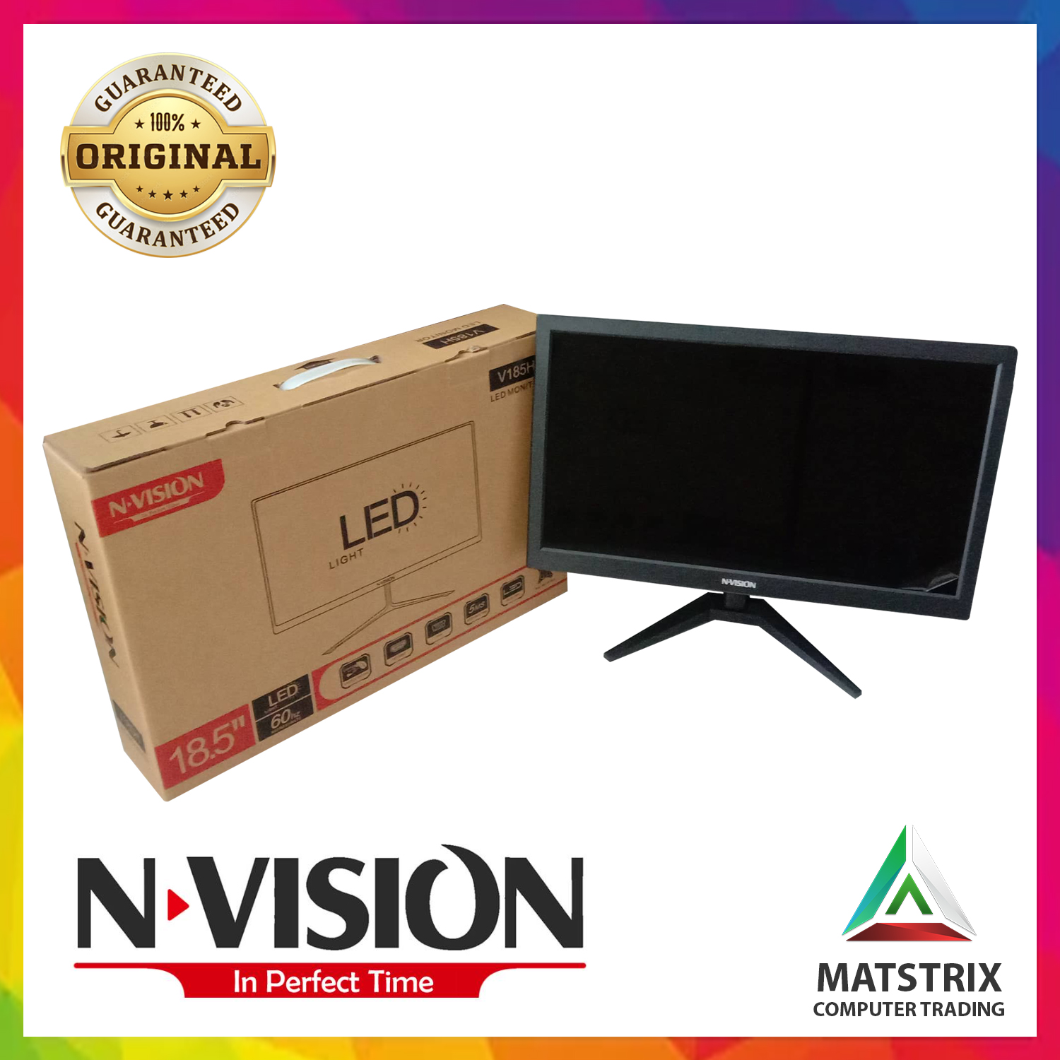 NVISION V185H LED Monitor 18.5" inches 60 hz Refreshrate Resolution 1366 x 768 Energy Saving HD ...