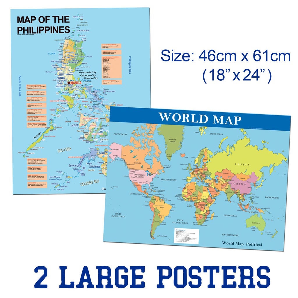 Limited-time offers Philippine Map + World Map Political Poster Chart ...