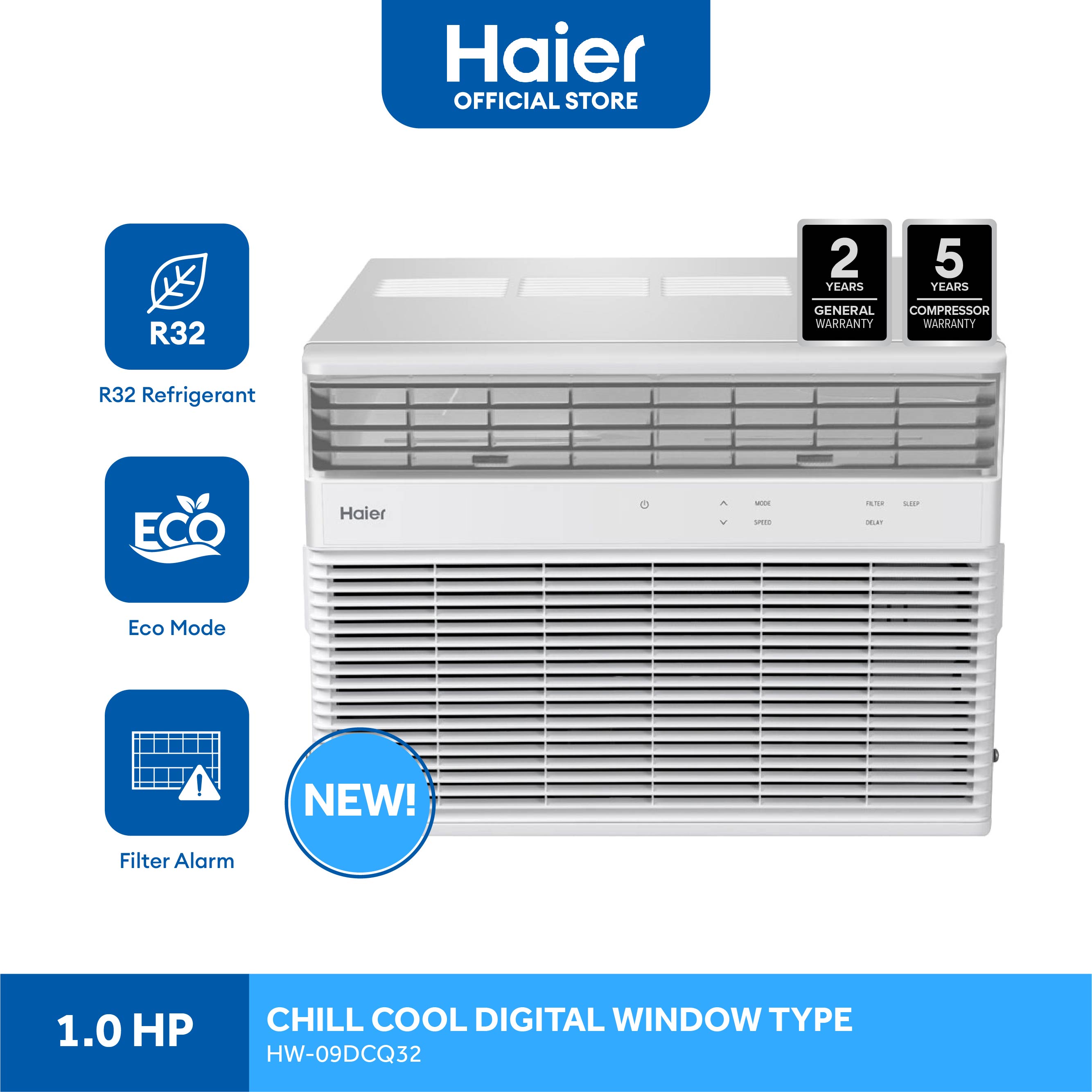 Haier HW-09DCQ32 1.0 HP Chill Cool Digital Window Type Aircon for Small ...