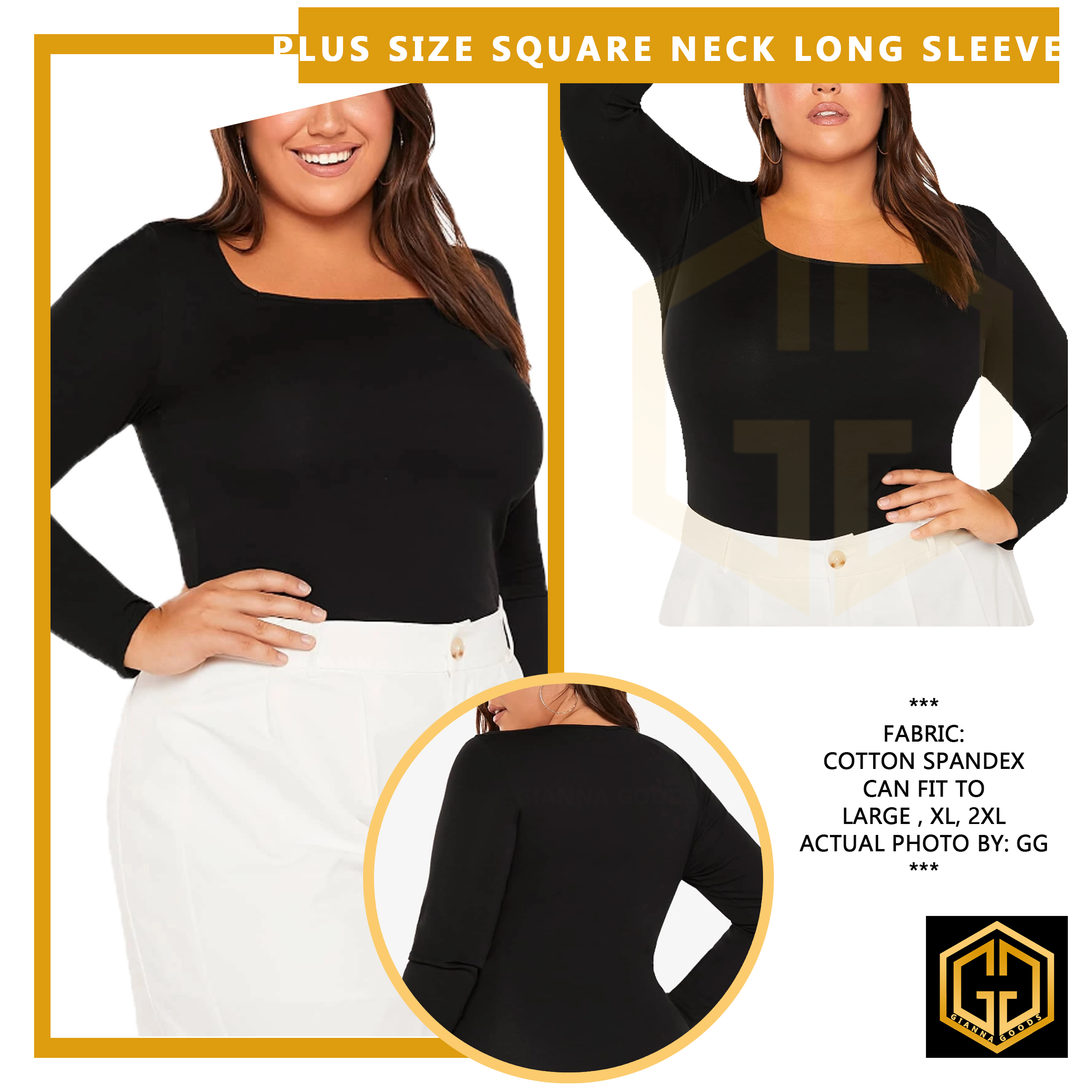 Plus Size Square Neck Long Sleeves Top Squareneck Blouse | Lazada PH