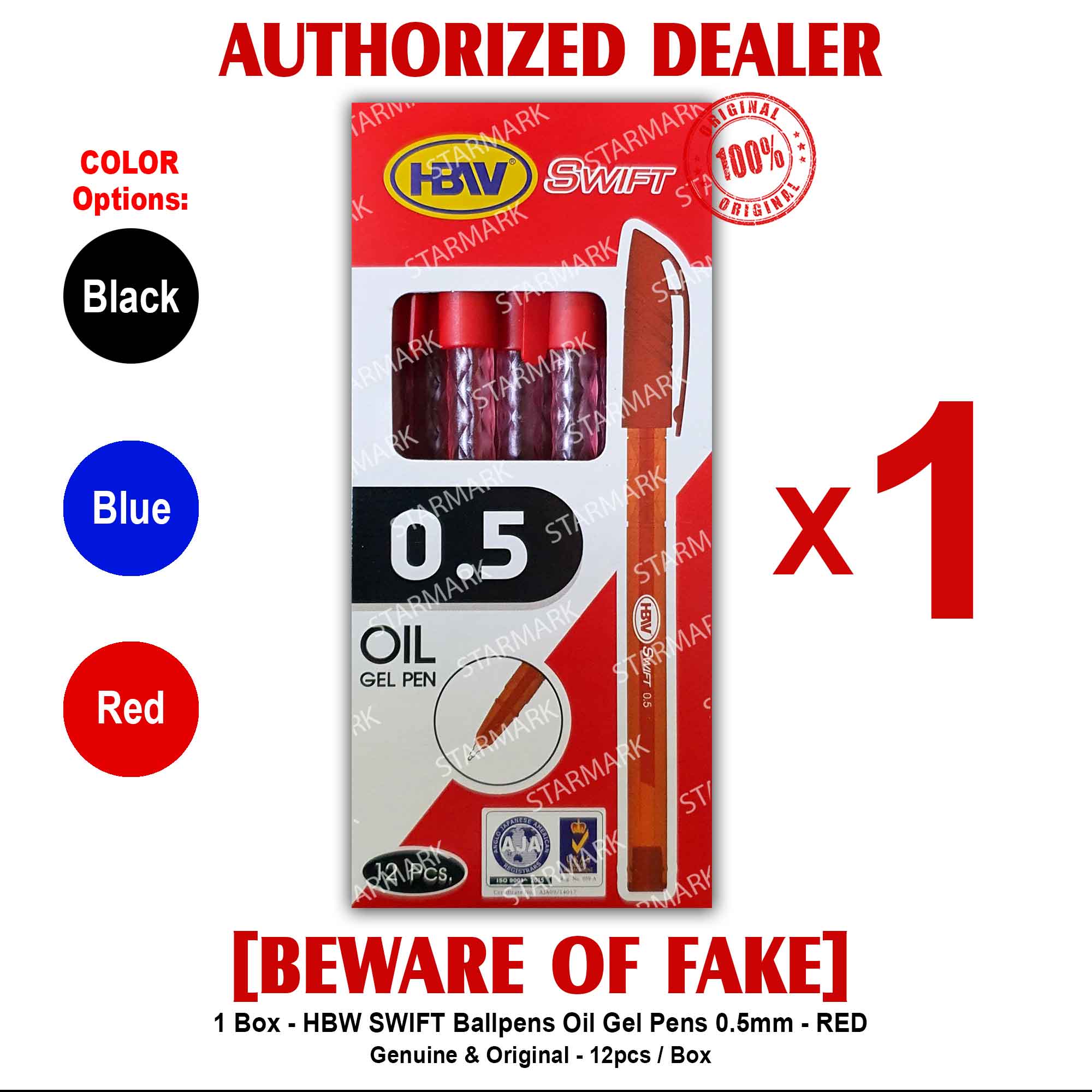 HBW SWIFT Ballpen BLACK BLUE RED - HBW Ballpens Oil Gel Pen Pens 0.5mm ...