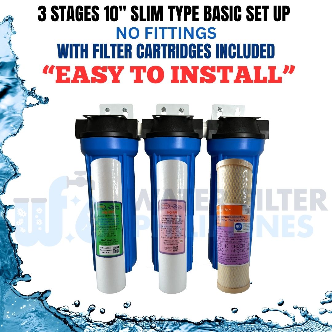 Water Filter 3 Stages 10” Slim type Basic No Fittings Ideal for ...