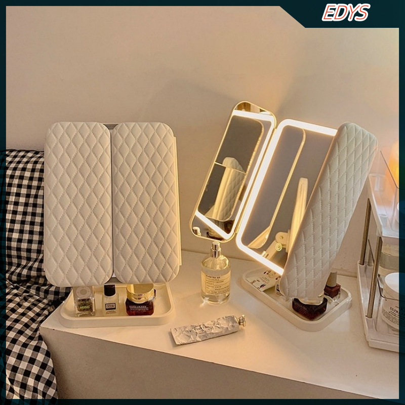 Shell Double Door Led Makeup Mirror With Light Storage Box Lntegrated ...