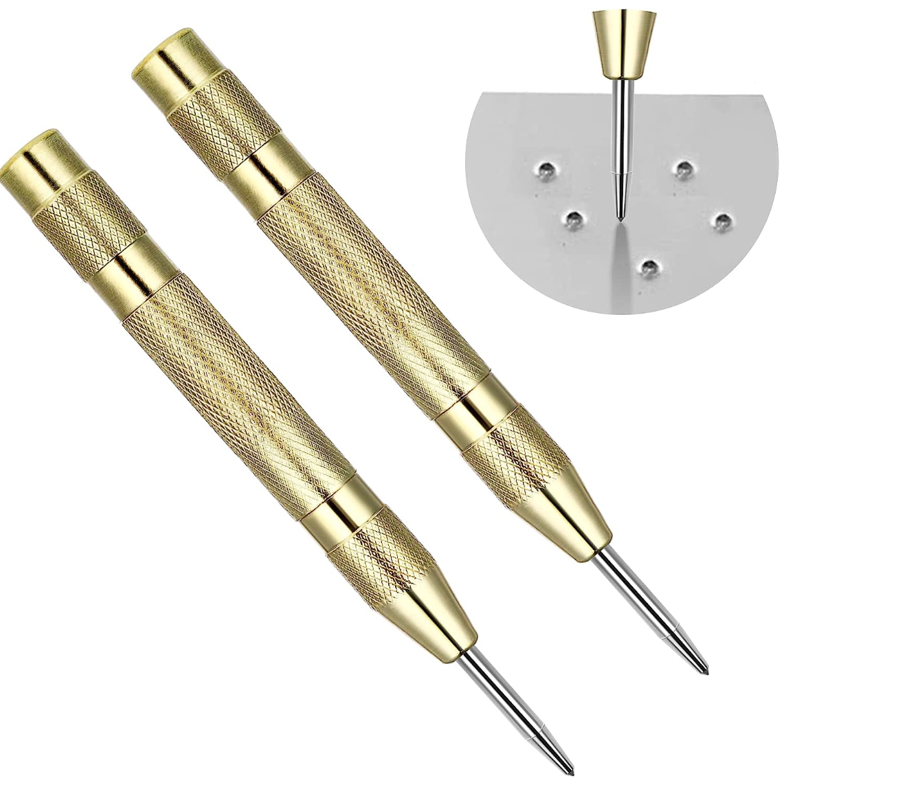 Molain Automatic Center Punch, 2 Pack 5 IN Spring Loaded Tension Center ...