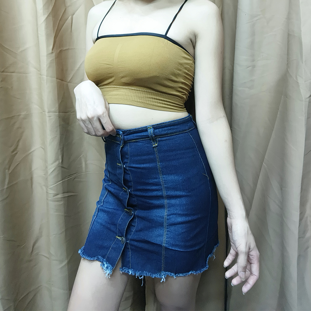 5 Bottoms Denim Burrs Skirt Palda Strectable Mini Maong Skirt | Lazada PH
