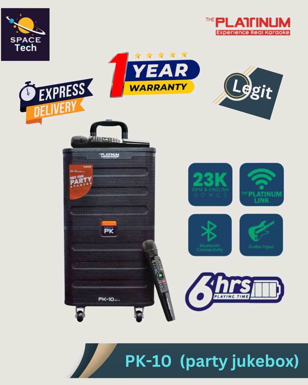 Platinum Karaoke PK-10 Built-in Karaoke Trolley Speaker with 21,000 ...