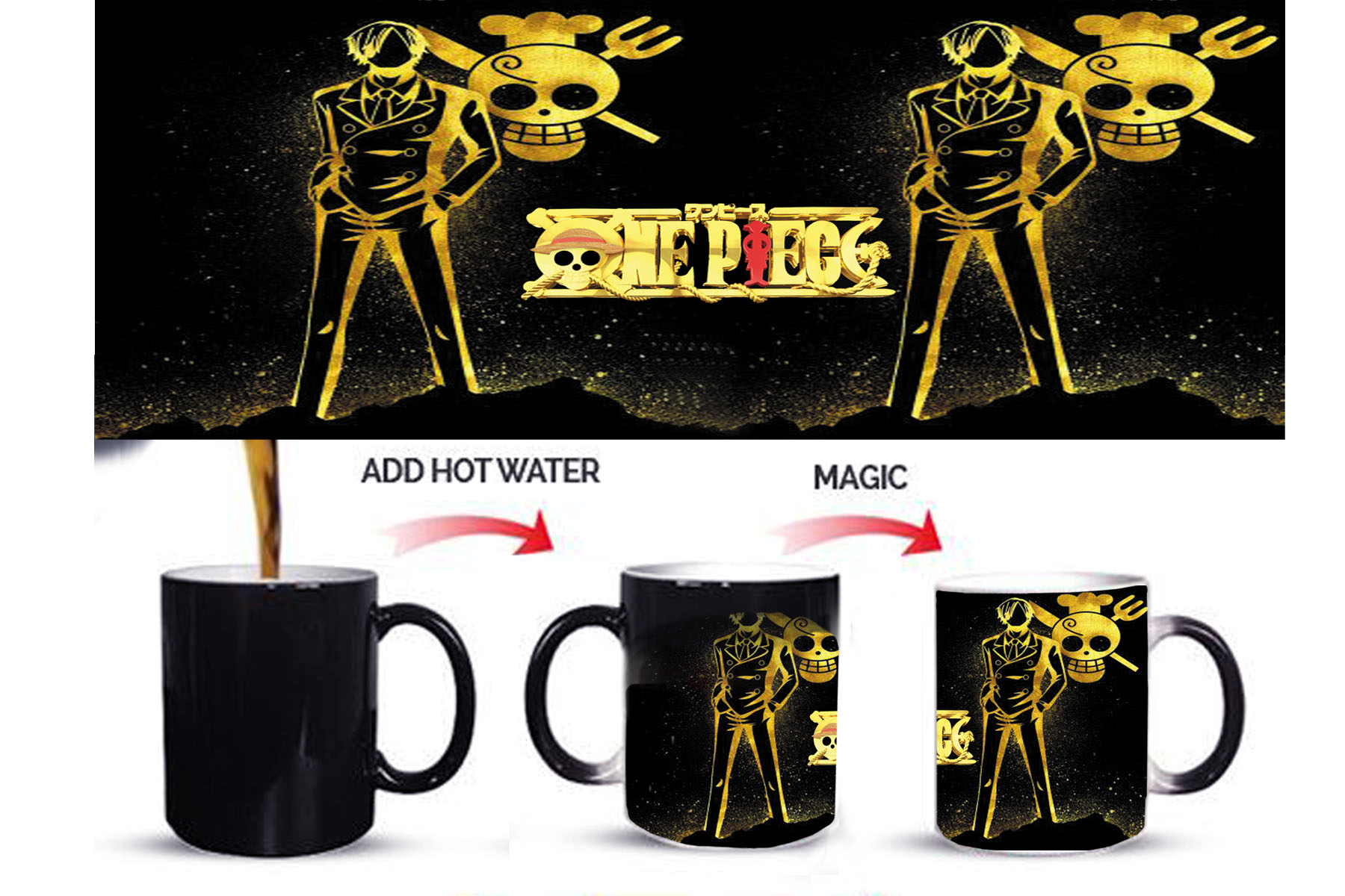 One Piece I Gold Design I Magic Mug I 11oz I High Quality Prints I One ...