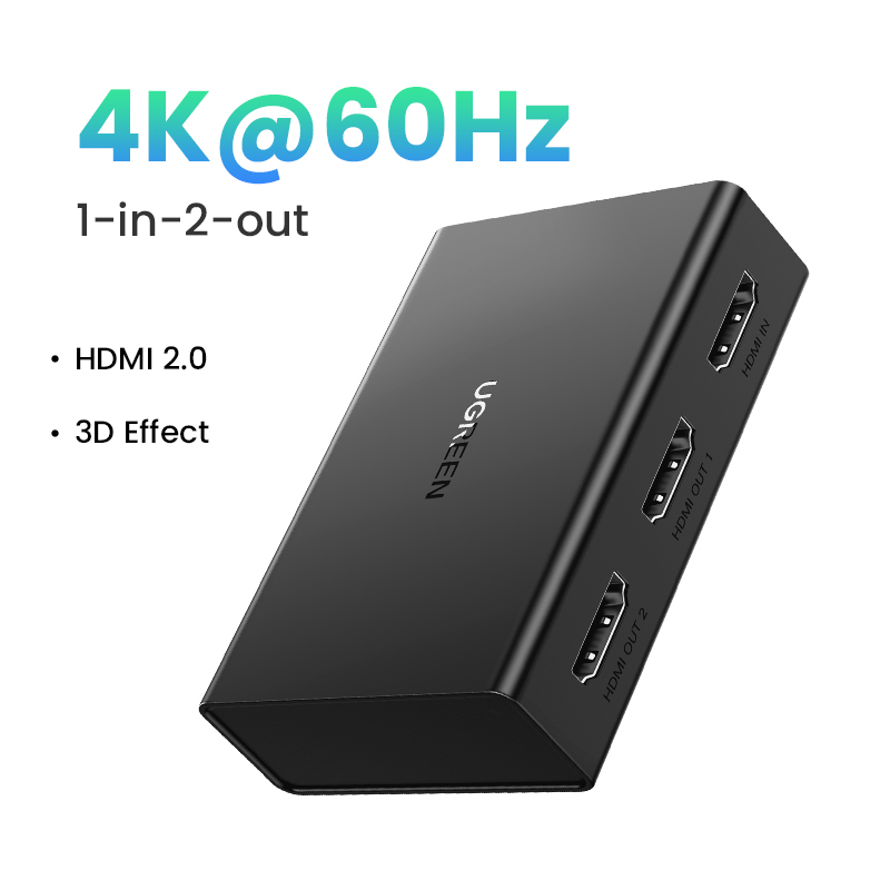 UGREEN 4k 60HZ HDR 1 in 2 out HDMI Splitter Dual simultaneous Display for laptop PS5 Switch ...