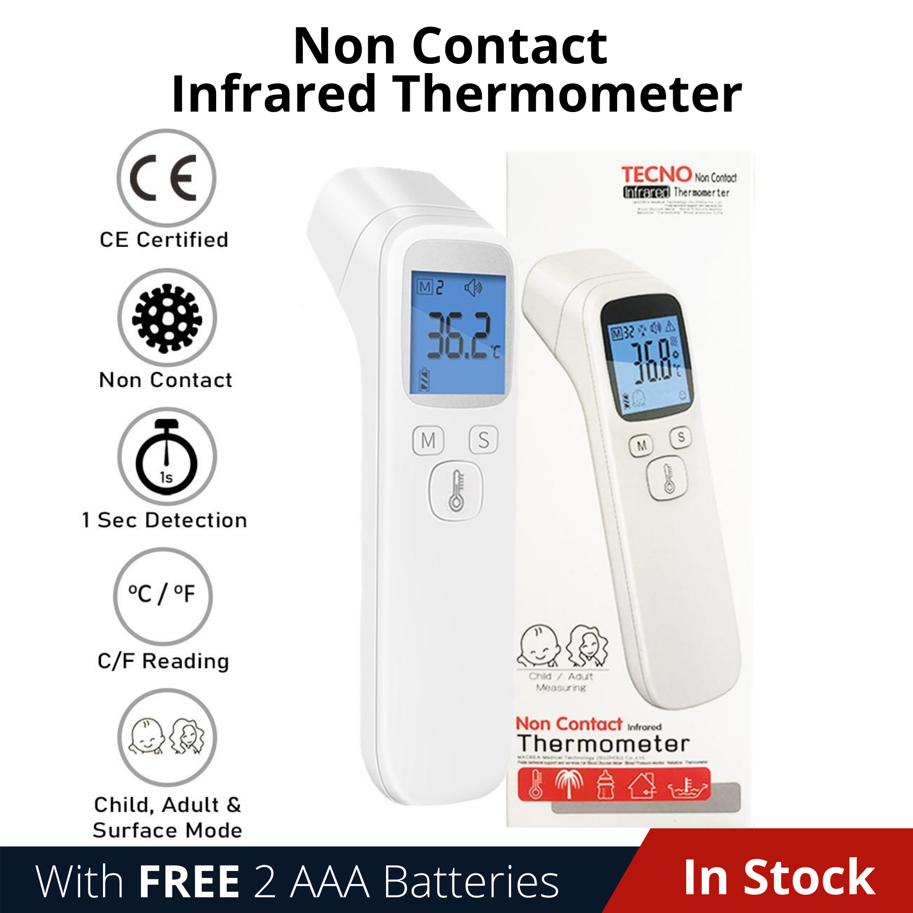 Thermal Scanner - Tecno Non Contact Infrared Thermometer with Free ...