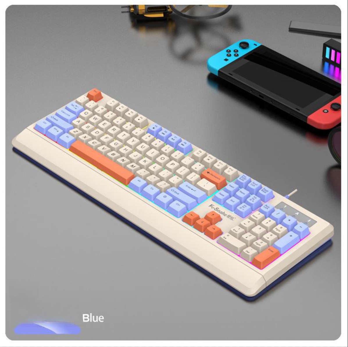 Two-color mechanical feel light up gaming keyboard, wired USB keyboard ...
