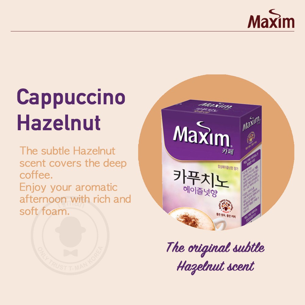 Maxim Korean Cafe Coffee Mix Box 130g (Cappuccino Vanilla, Hazelnut ...
