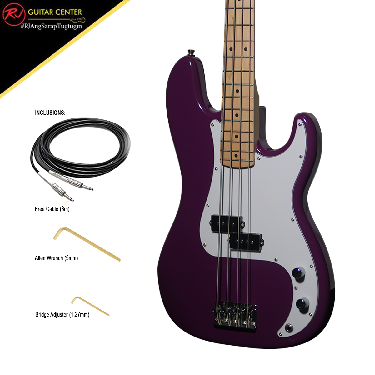 RJ Gigline - Bass Guitar Boomcaster Purple Heart (Alnico Pickup/Ceramic ...