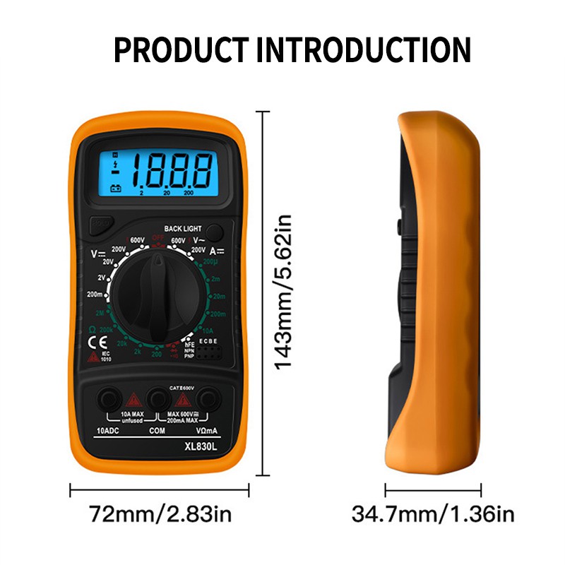 LCD Digital Multimeter Measure Up XL830L Voltmeter Ammeter Ohmmeter ...