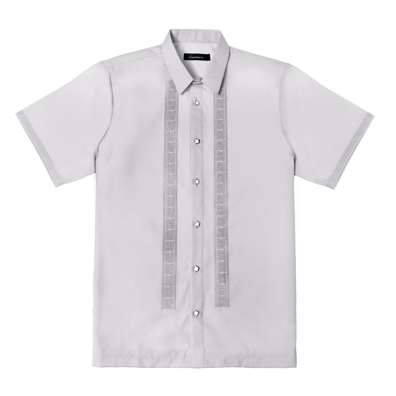 Exclusive Mens Full Open Polo Barong in Gray | Lazada PH