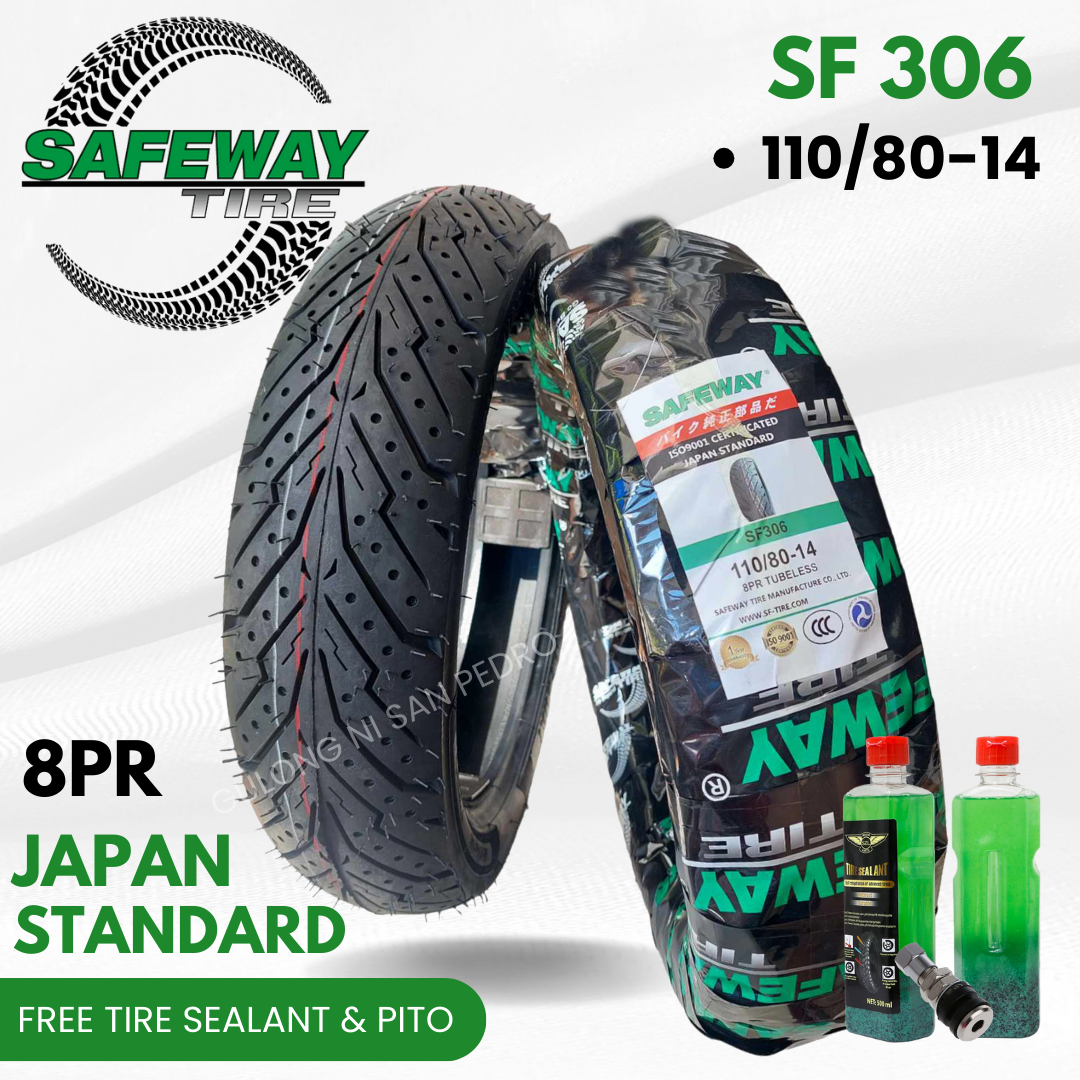 Safeway 306 Tubeless Tire 110/70-13, 130/70-13, 140/70-13, 110/80-14, 90/90,14 | Lazada PH