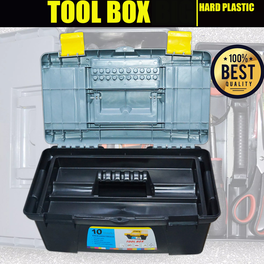 MG Heavy Duty Hard Plastic Tool Box Portable Organizer (10 inch) tool ...