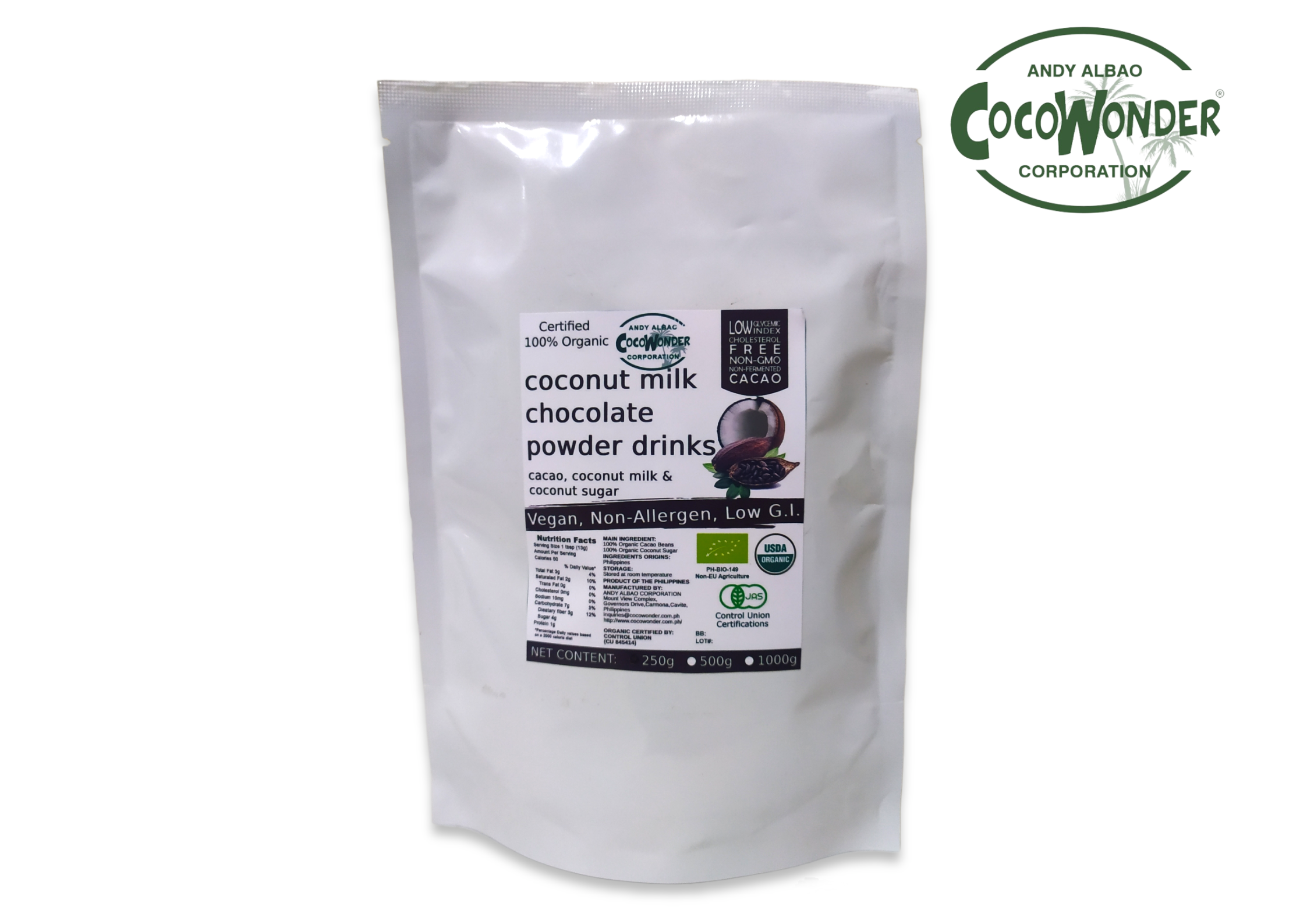 COCONUT MILK CHOCOLATE POWDER DRINKS - COCOWONDER (NON DAIRY / VEGAN ...