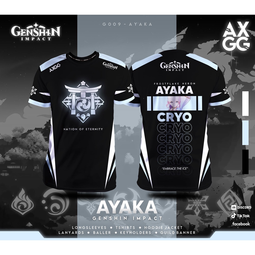 AXGG "Genshin Impact Ayaka" game T-shirt (free custom name and logo ...