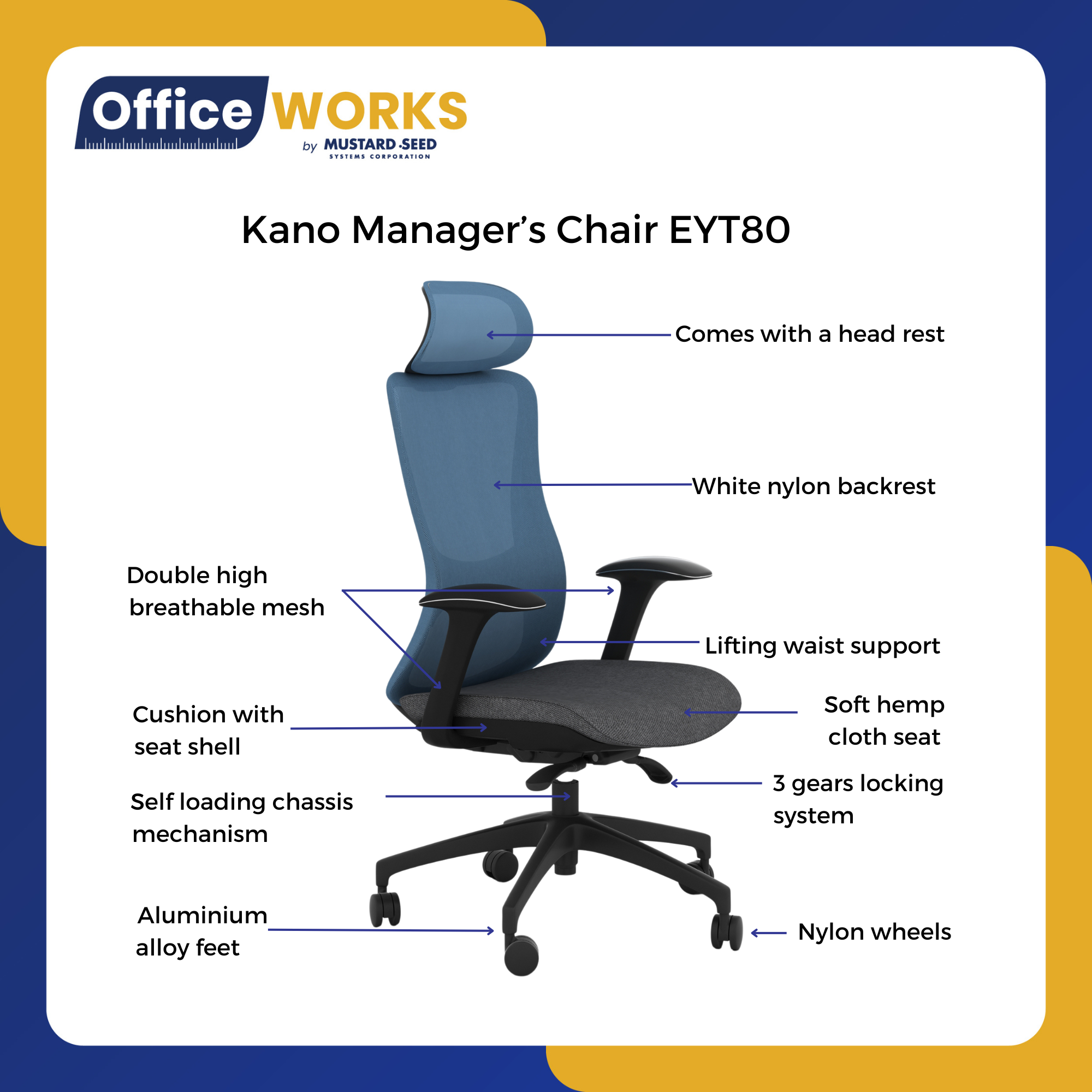 Kano Manager’s Chair EYT80 / Office Chair / Mesh Ergonomic Chair ...