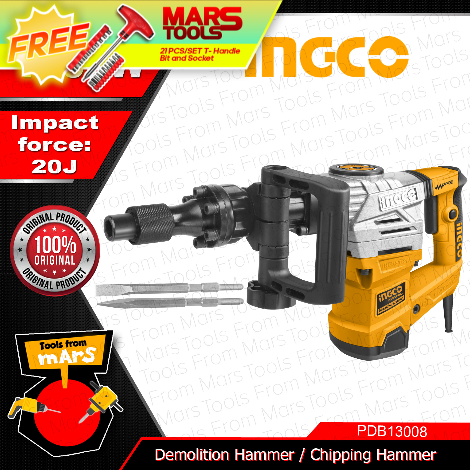 INGCO Demolition Hammer 1300W PDB13008 •TOOLS FROM MARS• IPT | Lazada PH