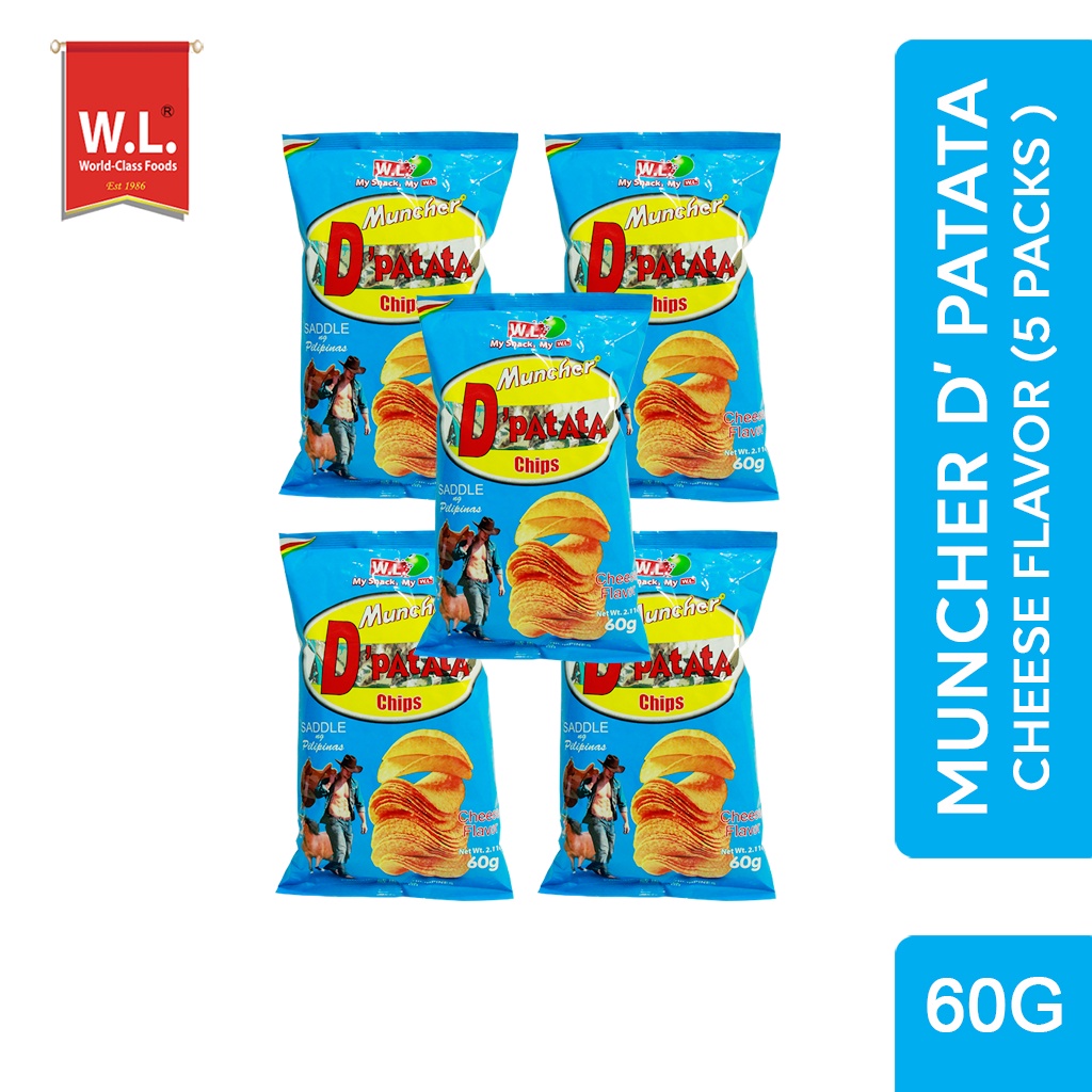 WL FOODS Muncher D' Patata Chips Cheese 60g x 5's | Lazada PH