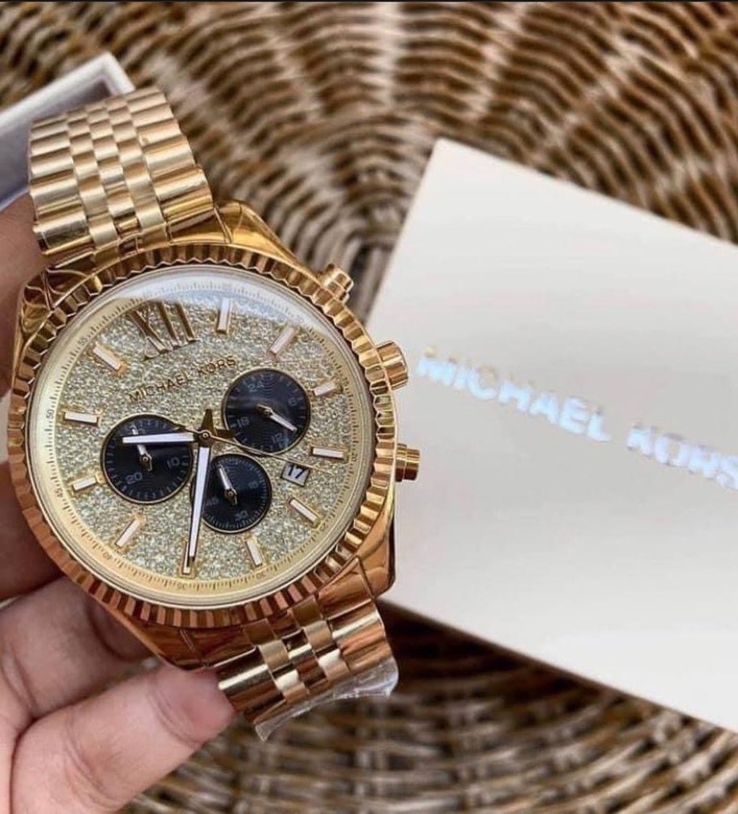 Michael Kors Lexington Chronograph Gold Tone Stainless Steel Watch With ...