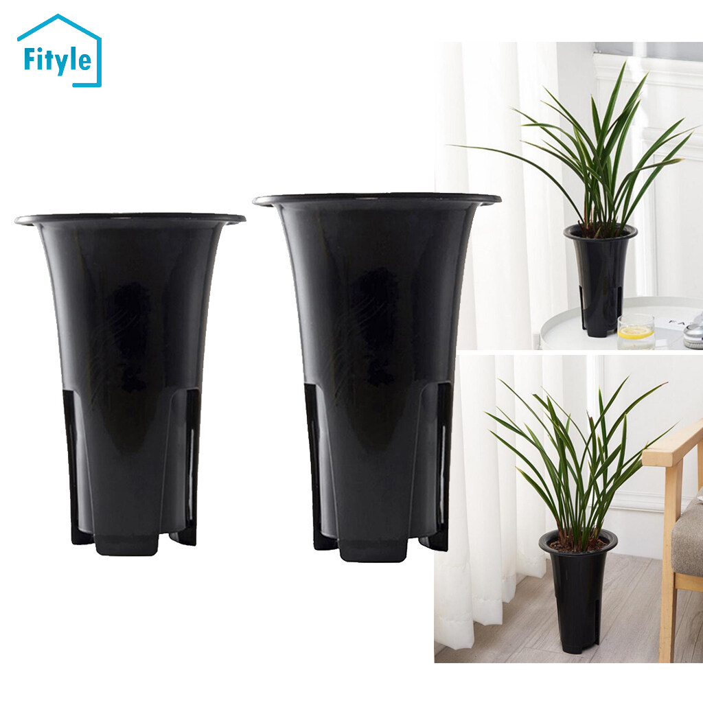 Fityle 2pcs Simple Design Flower Planter Tall Plant Pots Black Flower ...