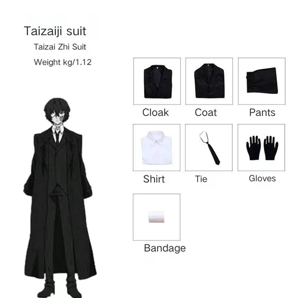Anime Bungo Stray Dogs Dazai Osamu Cosplay Costume Long Jacket Coat ...