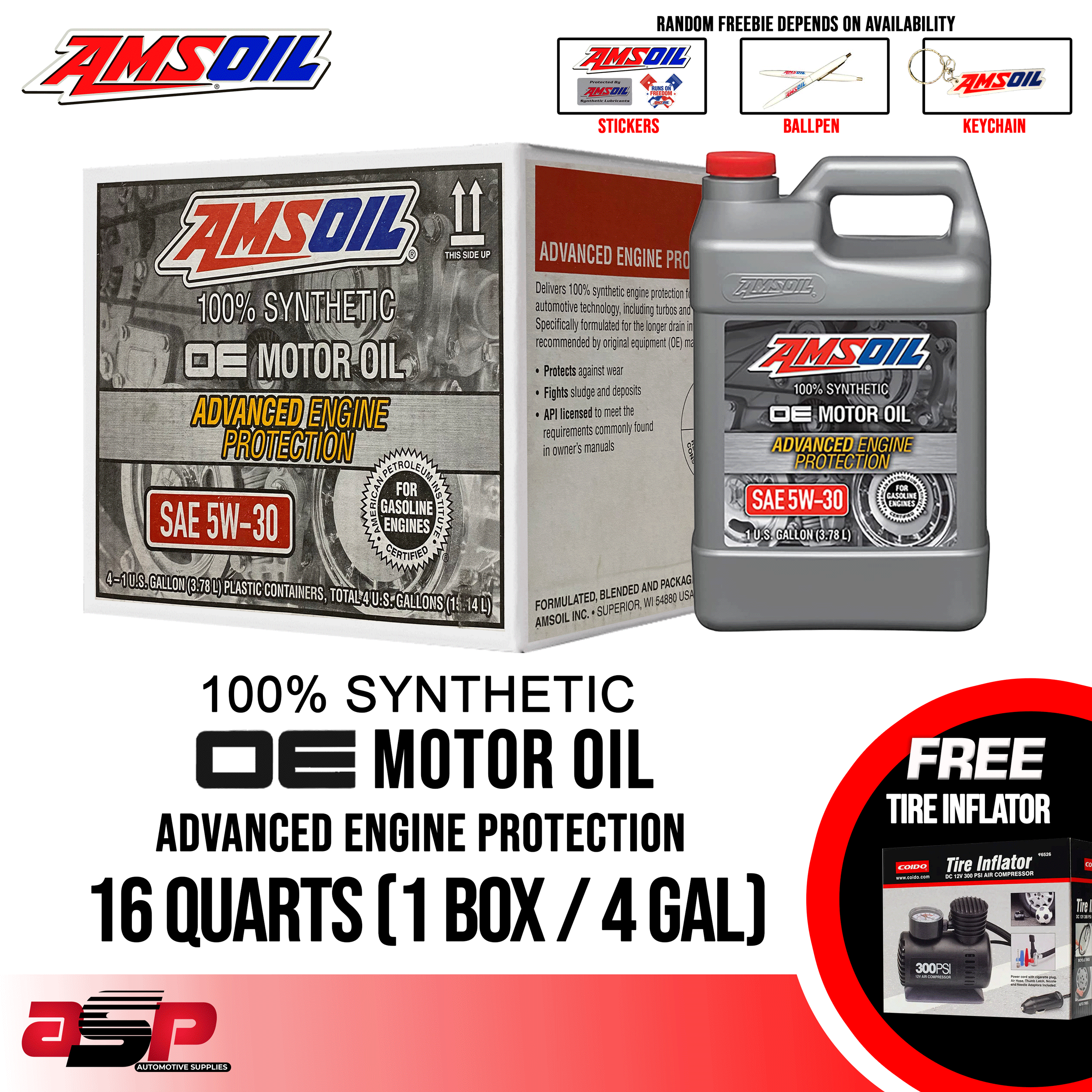 AMSOIL 5W-30 OE Series 100% Synthetic Gasoline Oil Gallon (1 BOX / 4 ...