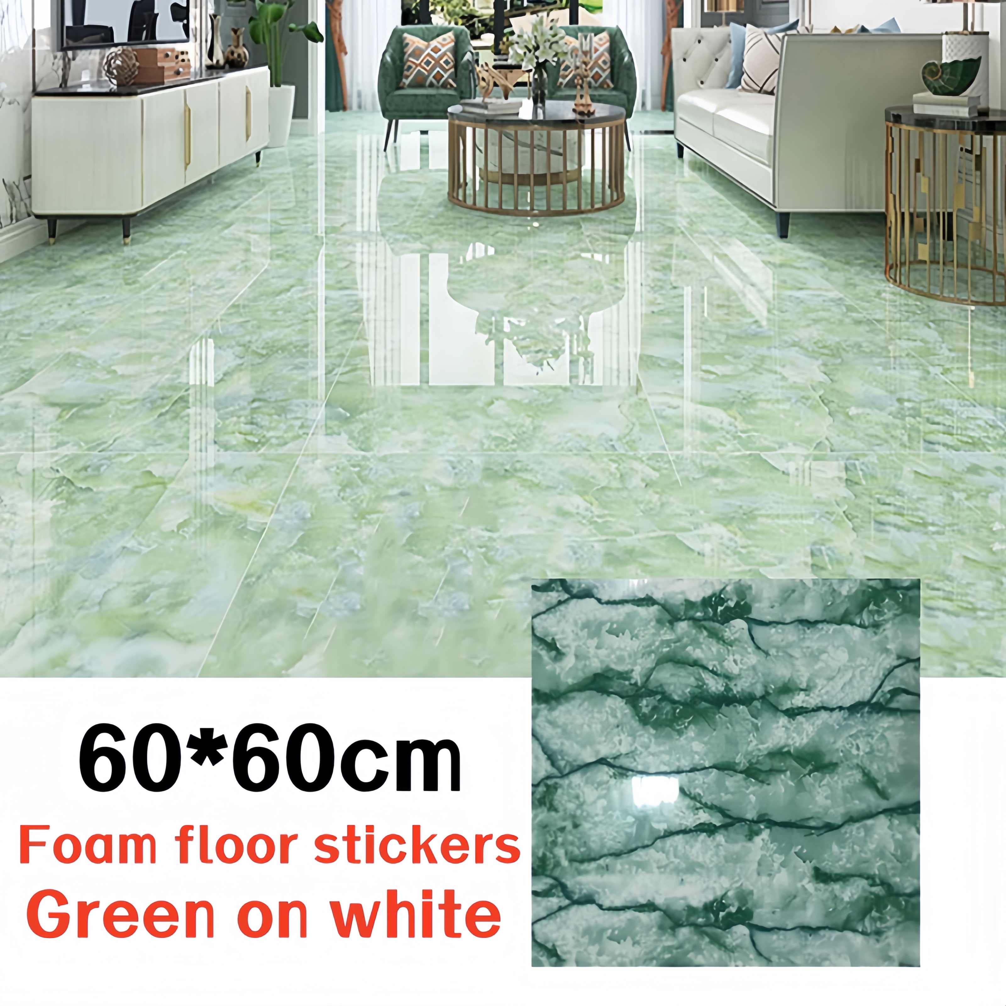Marble vinyl floor stickers 60x60 cm Self-adhesive waterproof tiles PVC ...