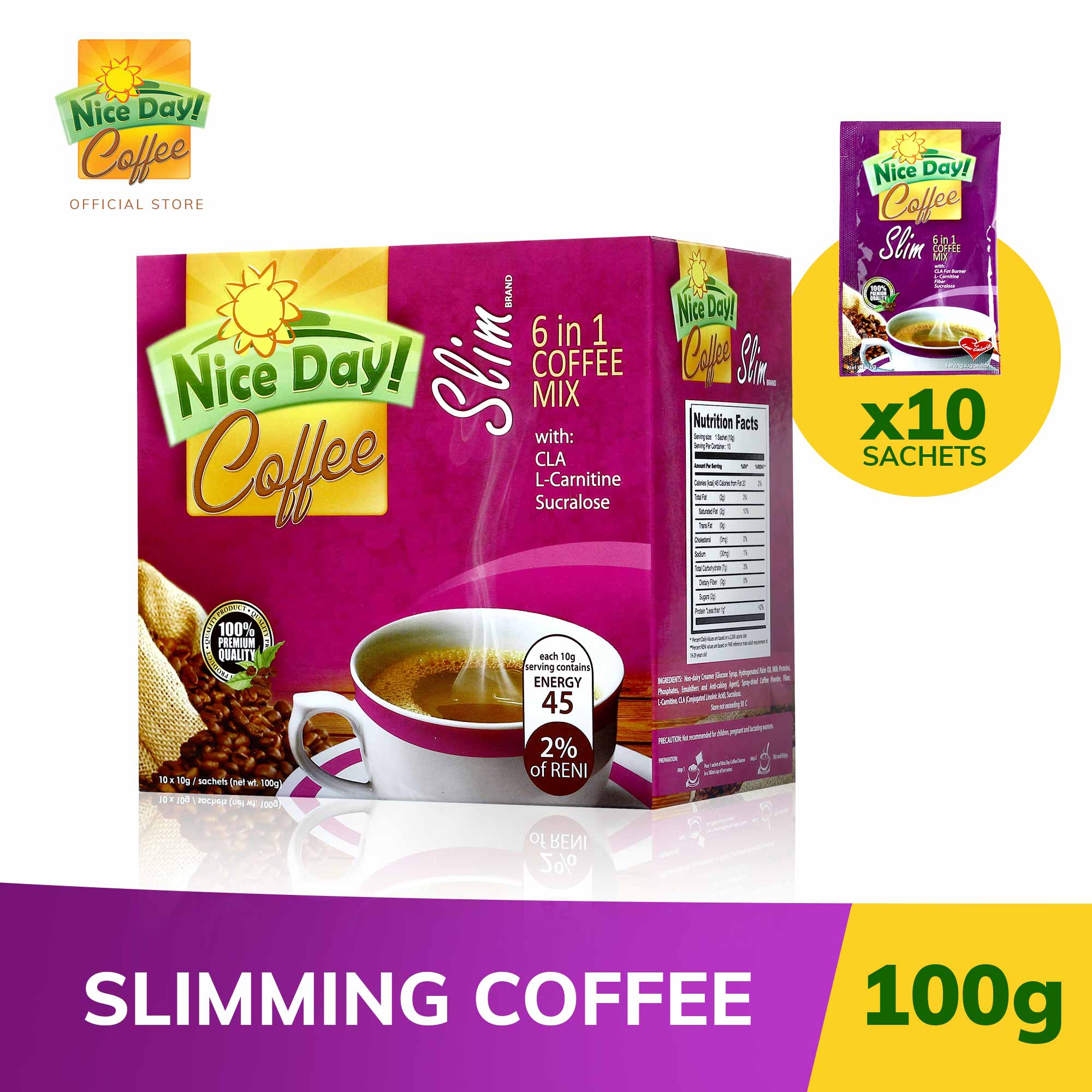 Nice Day Coffee Slim 1 Box Slimming Weight Loss Fat Burn Lipo Coffee ...