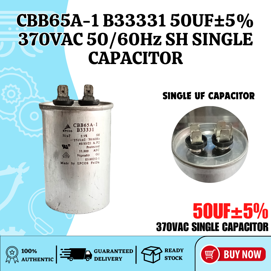 FOURHMC GENERIC EPCOS CBB65A-1 B33331 50µF±5% 370VAC 50/60Hz A.P2 ...