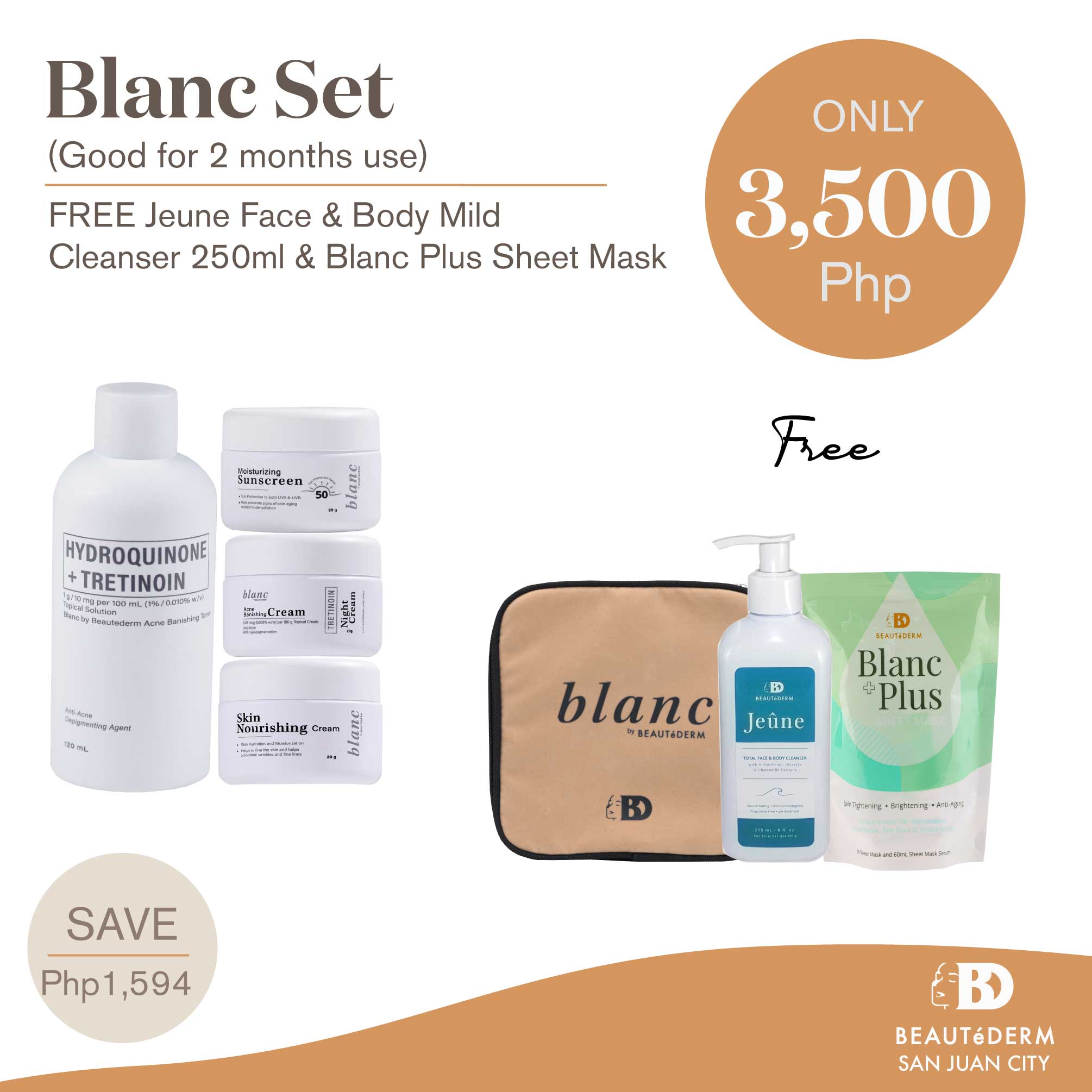 Beautederm Blanc Set w/Free Jeune Mild Cleanser 250ml and Blanc Plus ...