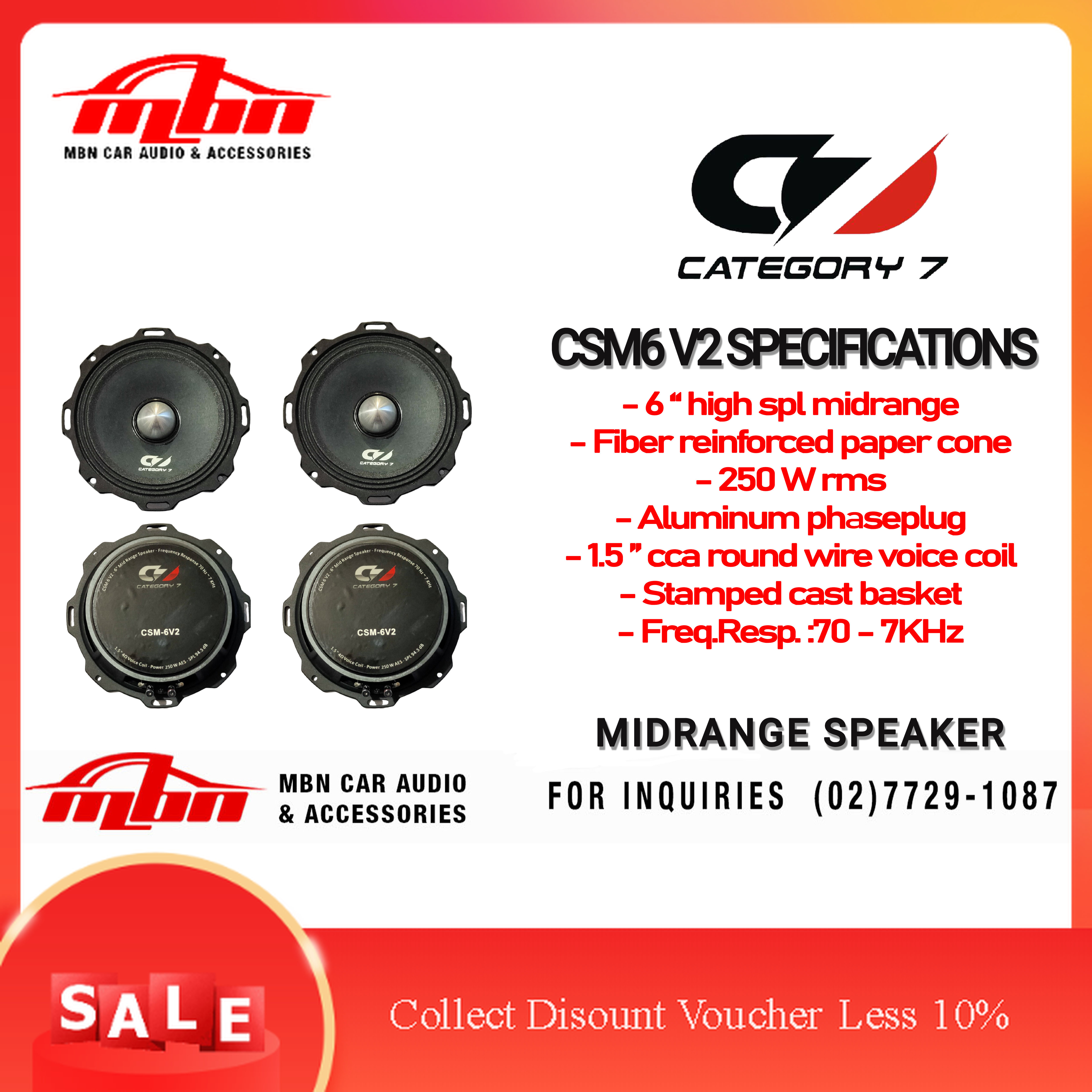 CSM6-V2 CATEGORY 7 6'' MIDRANGE SPEAKER 250wrms, 6 inches Raw Driver ...