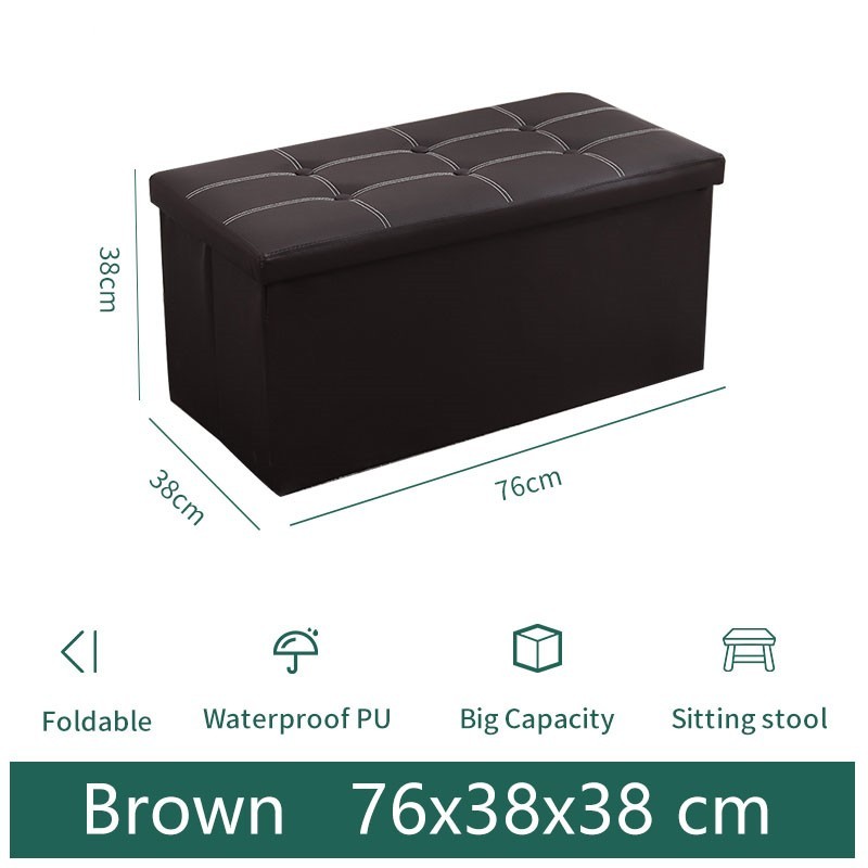Foldable Sofa Storage Stool Ottoman Leather Storage Box Chair Large ...