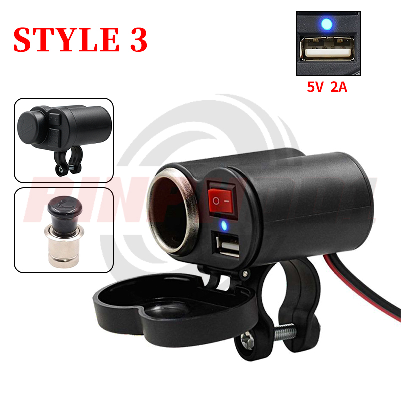12V-24V Waterproof Motorcycle USB Charger Power Adapter Dual USB Port ...