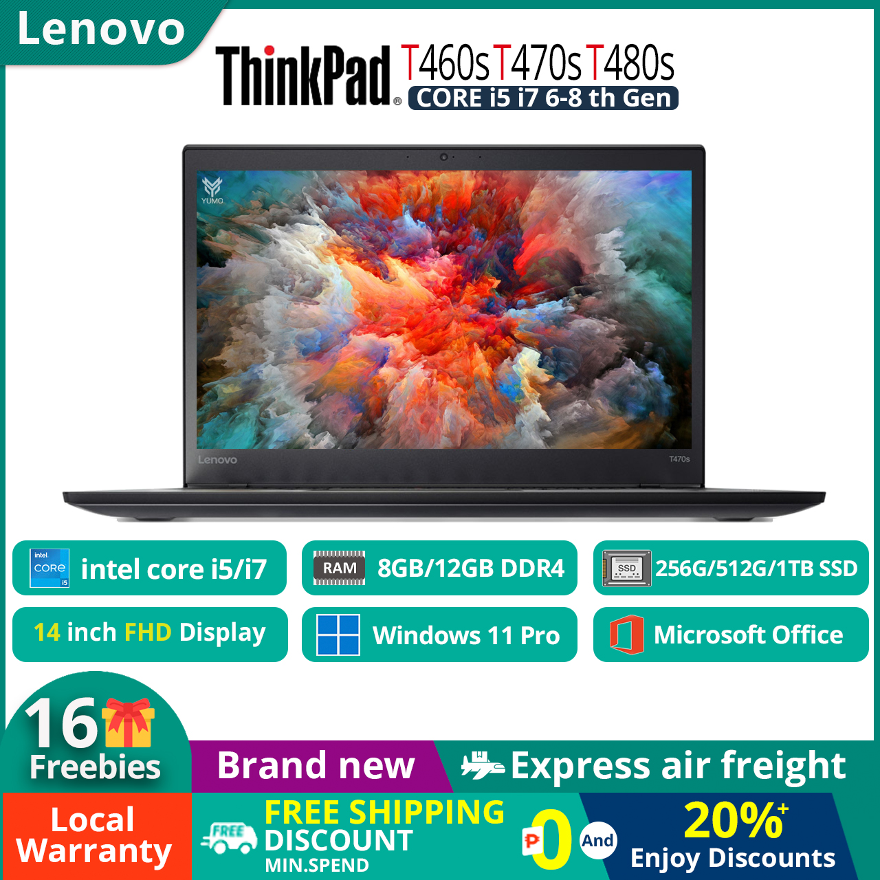 Lenovo ThinkPad T460s T470s T480s Laptop - Ultra-thin 14"FHD / intel ...