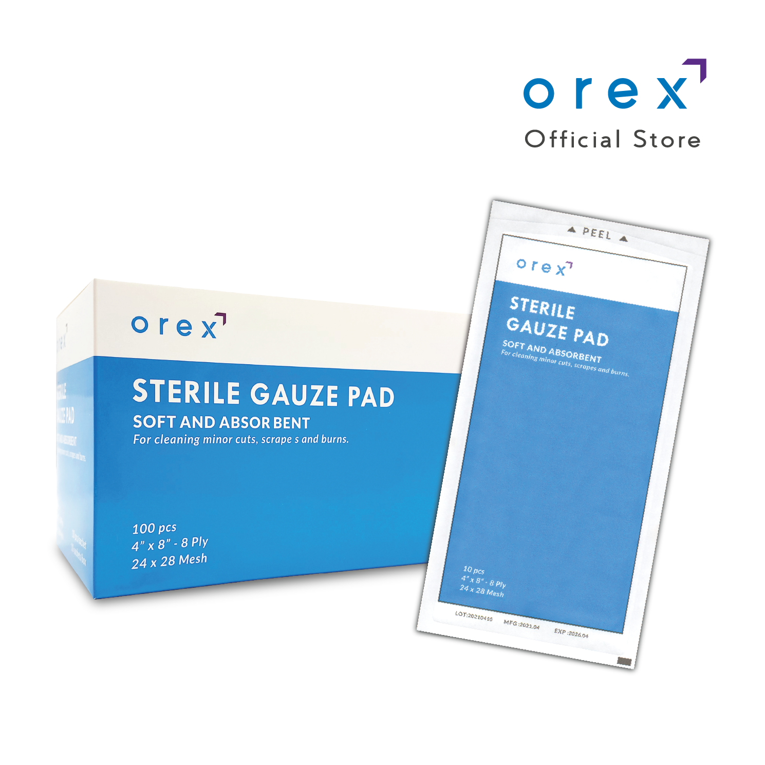 OREX Sterile Gauze Pad / Gauze Swab / Gauze Sponge - 4x8 - 100 pcs ...
