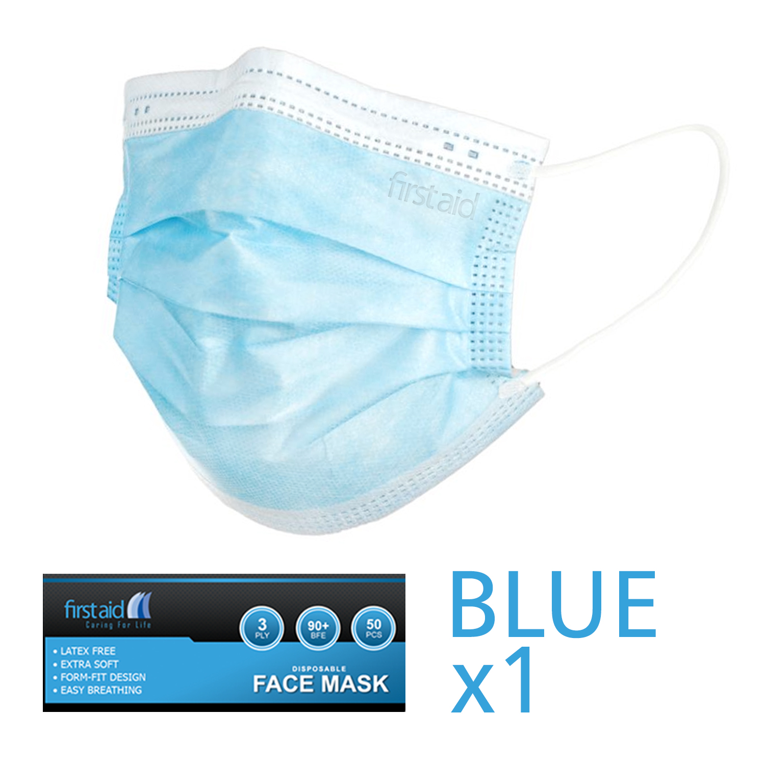 First Aid Face mask 3 Ply 50 pcs with Earloop Disposable (Colored ...