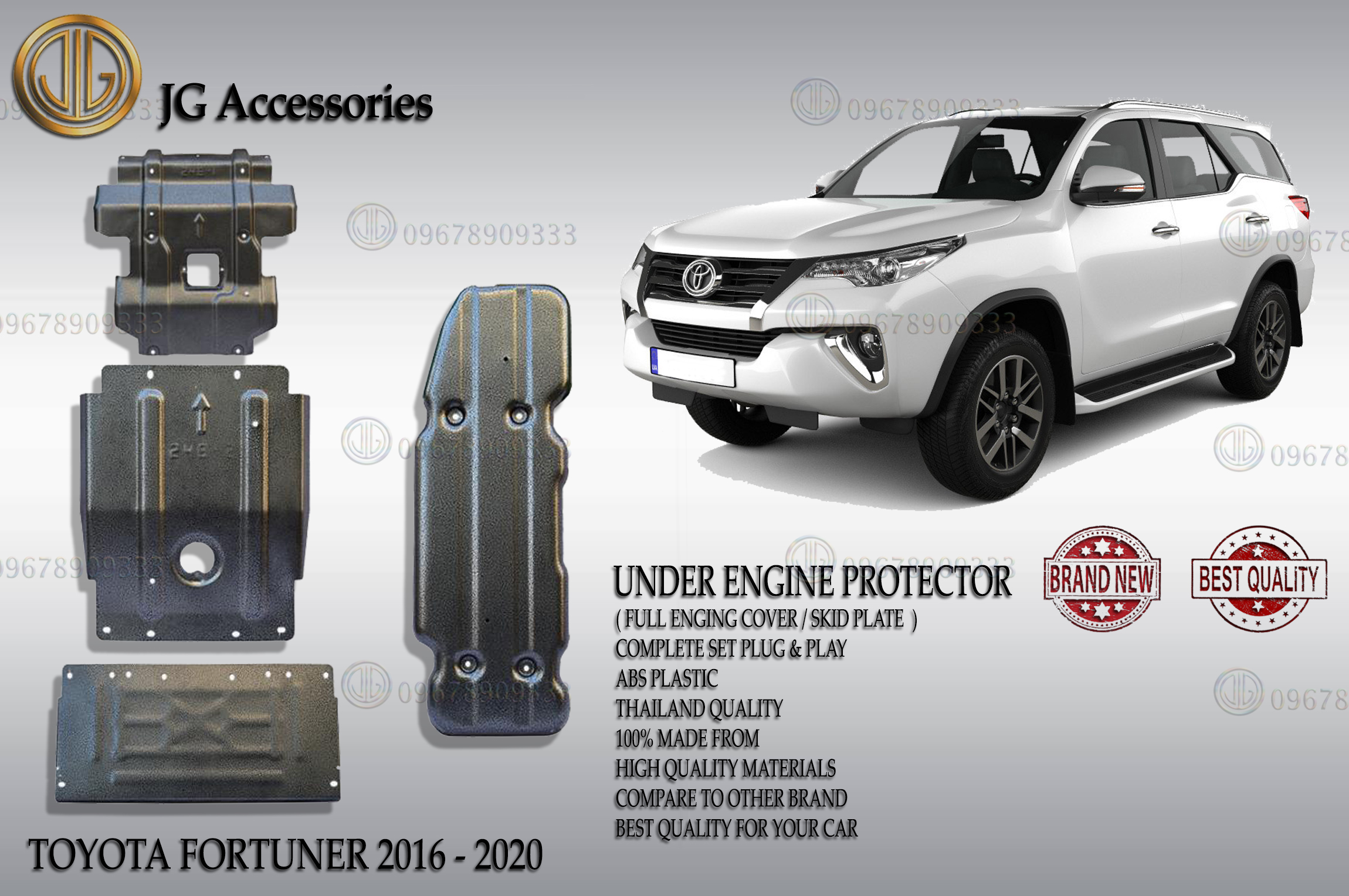 TOYOTA FORTUNER 2016 2017 2018 2019 2020 FULL UNDER ENGINE COVER ...