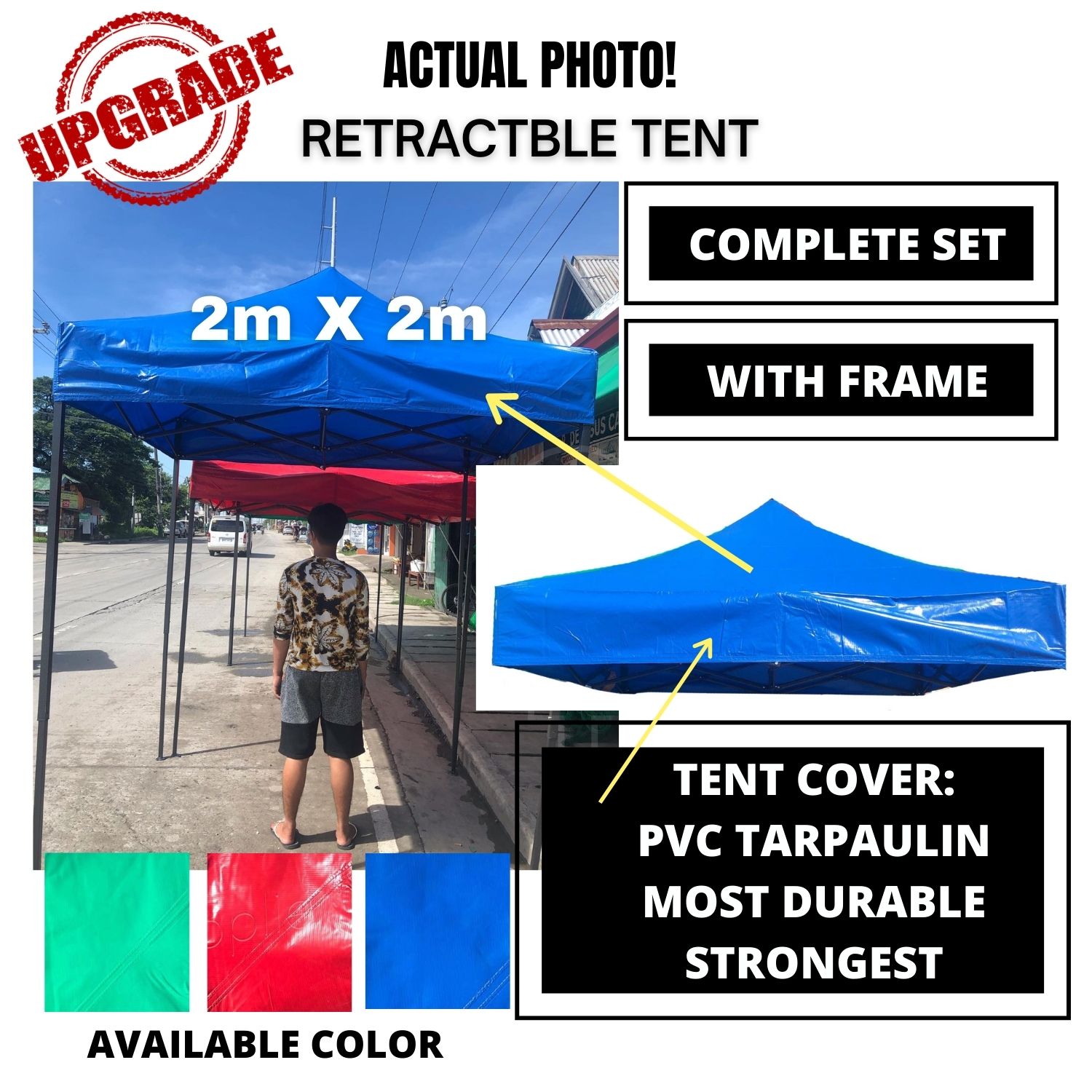 2m x 2m Homstar Retractable tent "UPGRADED" with "PVC tarpaulin ...